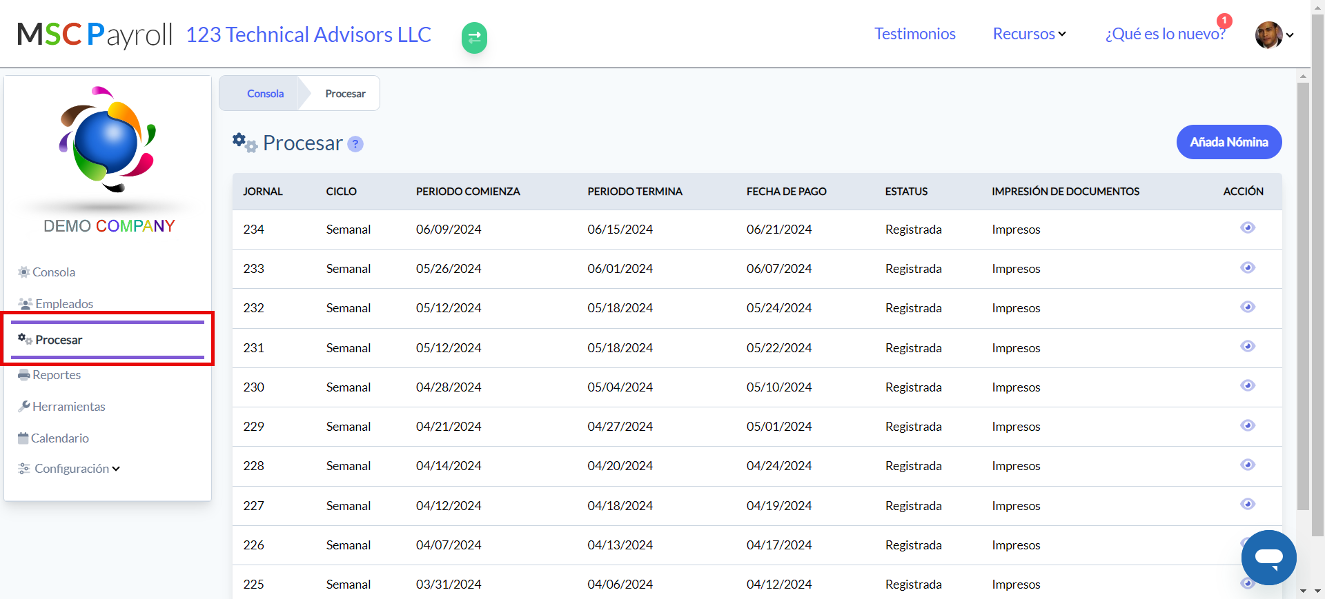 Introducción a la Sección Procesar (Procesamiento de Nóminas) – MSC Payroll
